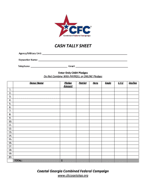 Cash Tally Sheet - Fill Online, Printable, Fillable, Blank | pdfFiller