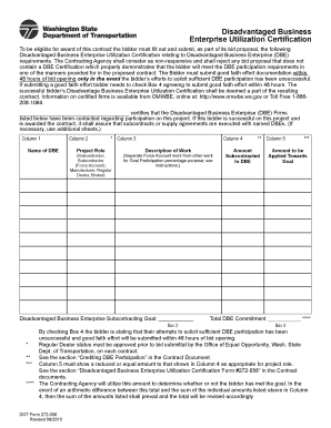 Fillable Online wsdot wa Enterprise Utilization Certification Fax Email Print - pdfFiller