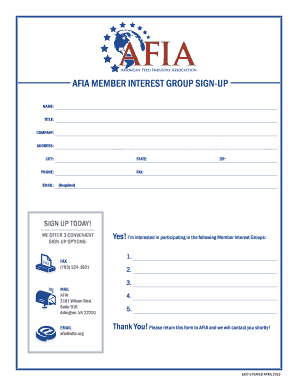 Fillable Online afia Member Interest Group Descriptions and Sign-up ...