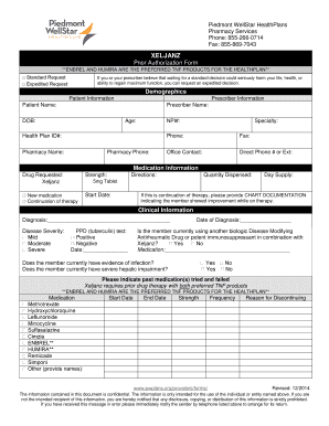 Fillable Online XELJANZ - Piedmont WellStar Health Plans Fax Email ...
