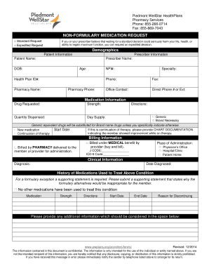 Fillable Online Non-Formulary Medications - Piedmont WellStar Health Plans Fax Email Print ...