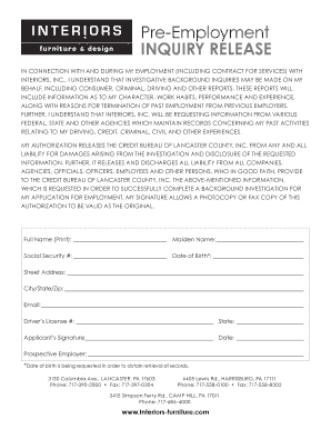 Fillable Online Pre-Employment Fax Email Print - pdfFiller