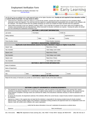 Fillable Online del wa Employment Verification Form - Department of ...