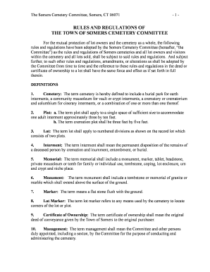 Fillable Online RULES AND REGULATIONS OF. cemetery committee Fax Email ...