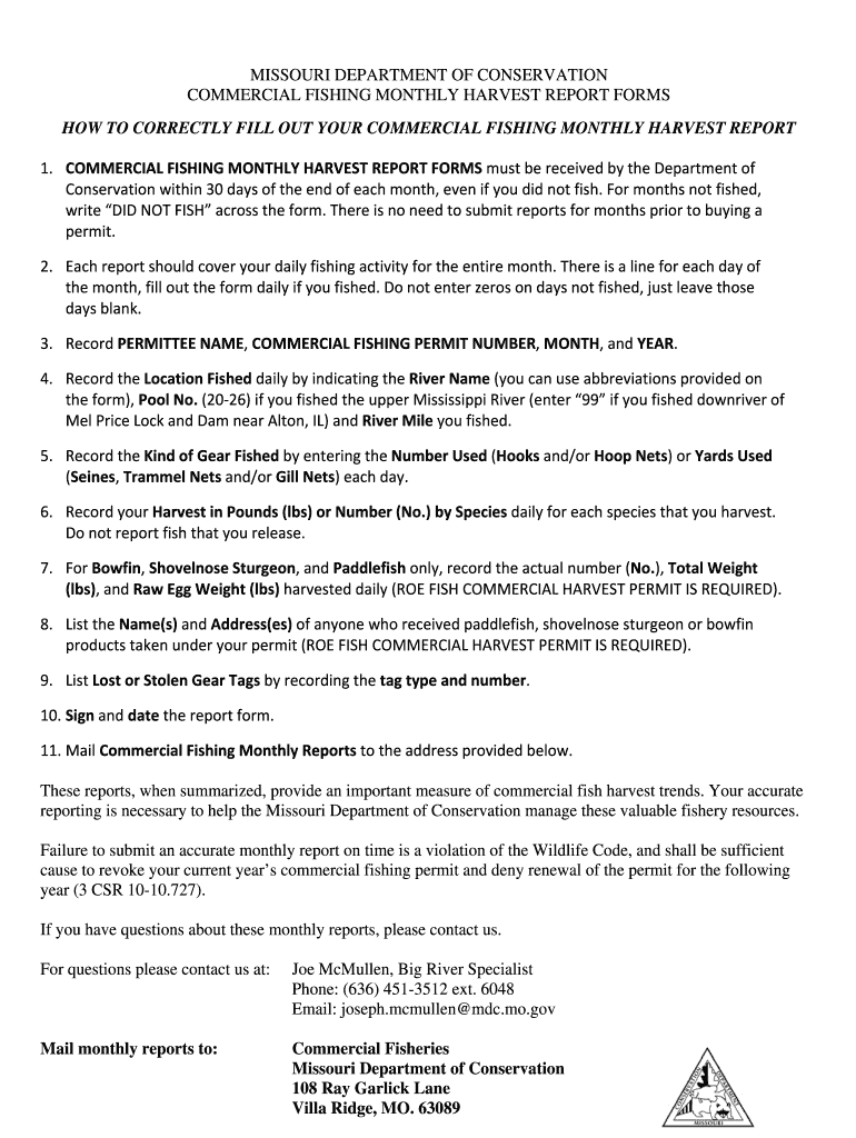 Fillable Online Commercial Fishing Report Form Fax Email Print - pdfFiller