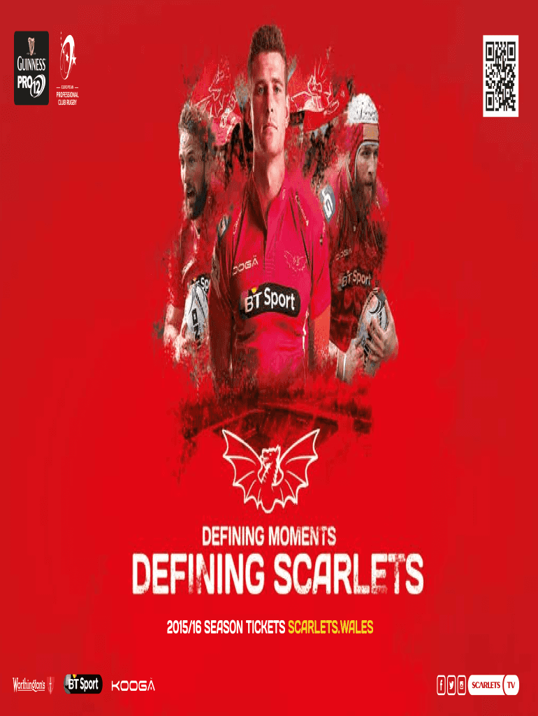 Fillable Online scarlets co To Download 2015/16 Season Ticket pack ...
