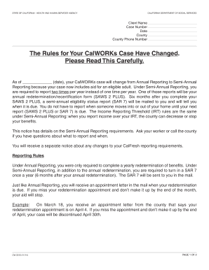 Fillable Online The Rules for Your CalWORKs Case Have Changed. The Rules for Your CalWORKs Case ...