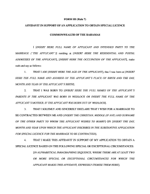 Fillable Online FORM III (Rule 7) AFFIDAVIT IN SUPPORT OF AN ... - rgd ...
