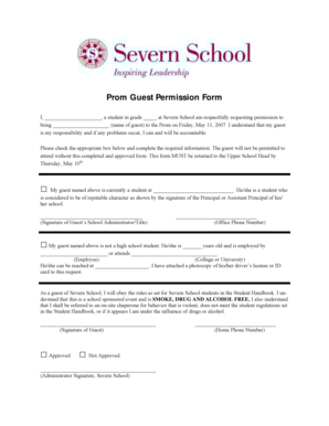 Fillable Online Prom guest permission.pub - Severn School Fax Email ...