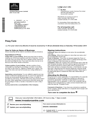Fillable Online Annual General Meeting sample proxy form - Tychean Fax ...