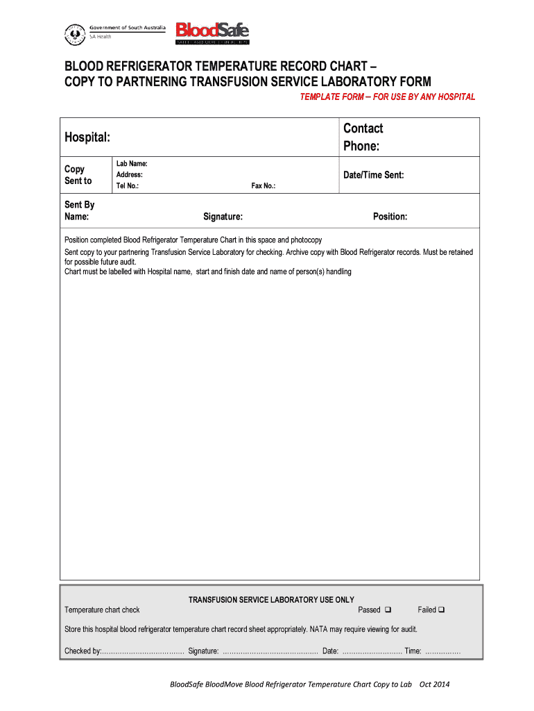 Fillable Online BLOOD REFRIGERATOR TEMPERATURE RECORD CHART Fax Email ...