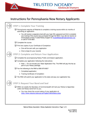 Fillable Online notaryemployer Instructions for Pennsylvania New Notary ...