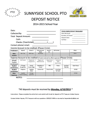 Fillable Online Deposit Notice 2014-15 Form Fax Email Print - pdfFiller