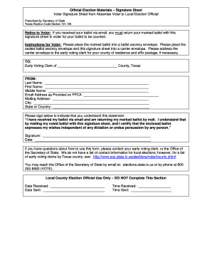 Fillable Online sos texas Official Election Materials - Electronic ...