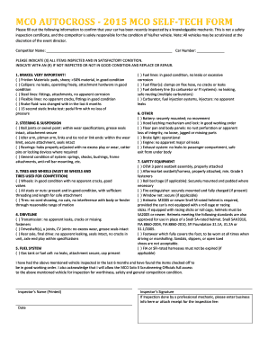 Fillable Online mco MCO AUTOCROSS - 2015 MCO SELF-TECH FORM - mco Fax ...