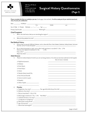 Fillable Online Surgical History Questionnaire Fax Email Print - pdfFiller