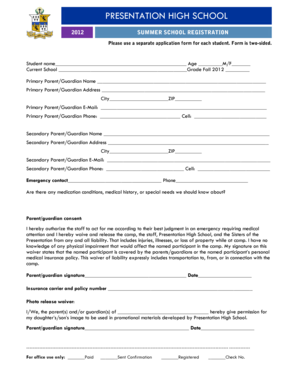 Fillable Online sjusd PRESENTATION HIGH SCHOOL - San Jose Unified School District - sjusd Fax ...