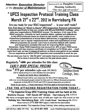 Fillable Online *UPCS Inspection Protocol Training Class - The ...