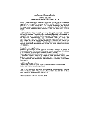Fillable Online hcesd9 HARRIS COUNTY EMERGENCY SERVICES DISTRICT NO. 9 ...