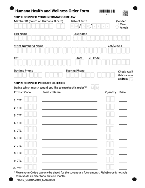 Humana Wellness Order Form - Fill Online, Printable, Fillable, Blank ...