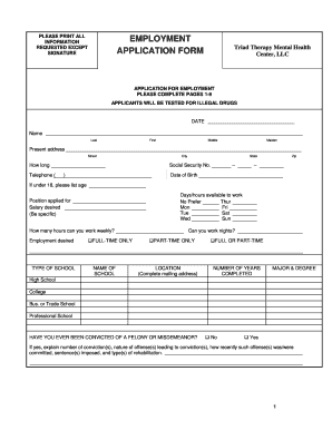 Fillable Online REQUESTED EXCEPT APPLICATION FORM Triad Therapy... Fax Email Print - pdfFiller
