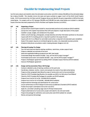 Fillable Online Checklist for Implementing Small Projects Fax Email ...