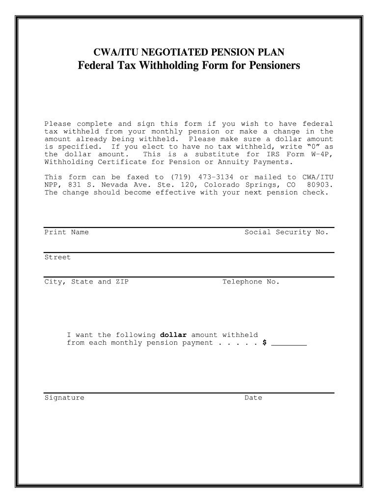 Fillable Online Federal Tax Withholding Form Fax Email Print - pdfFiller