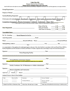 Fillable Online littleelmisd Request form to use LEISD Facilities - Little Elm ISD Fax Email ...