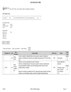 Fillable Online FAILURE REASON CODES Failure Reason Codes Fax Email ...