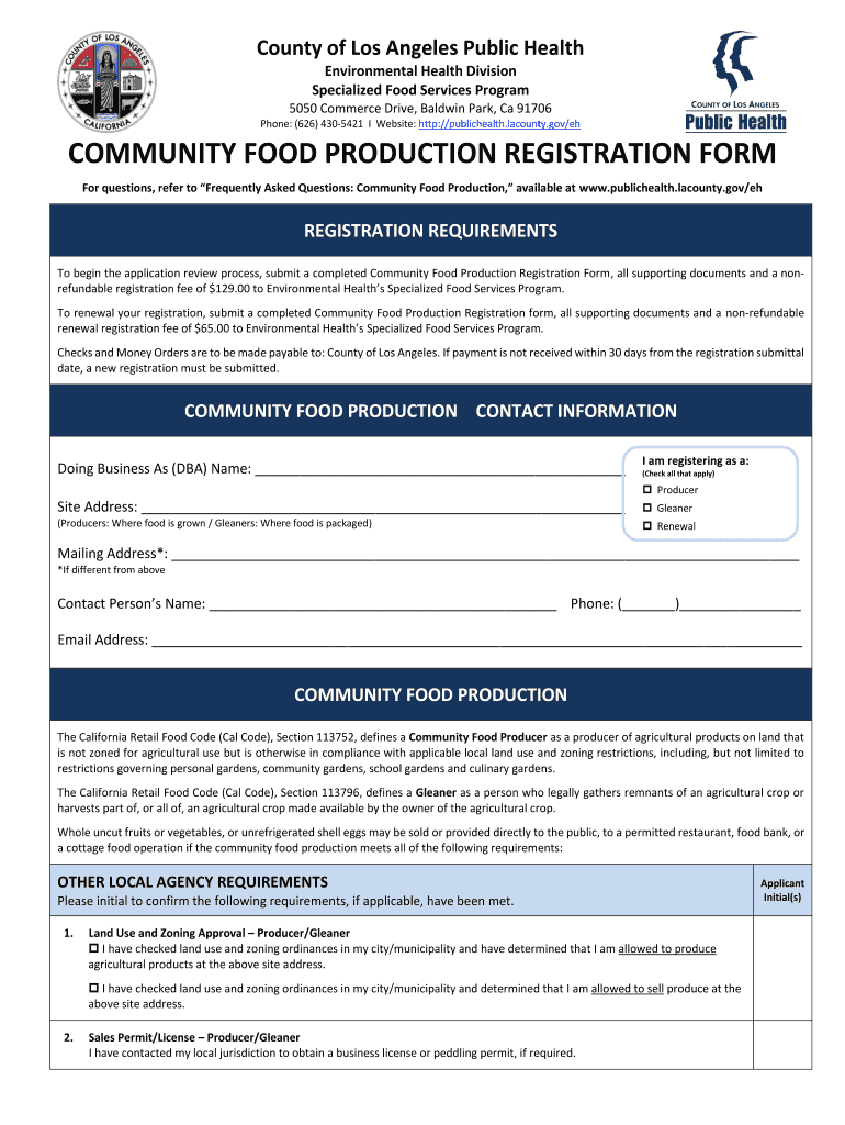 Fillable Online publichealth lacounty Community Food Production ...