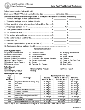 Iowa Fuel Tax Refund Worksheet - Fill Online, Printable, Fillable ...