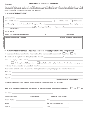 Fillable Online bels alabama EXPERIENCE VERIFICATION FORM Form V-2 ...