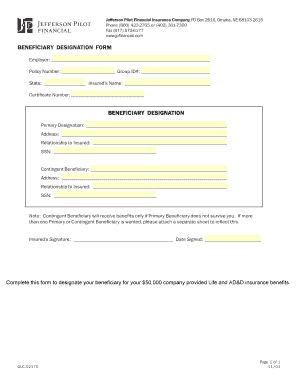 Fillable Online BENEFICIARY DESIGNATION FORM BENEFICIARY... Fax Email ...