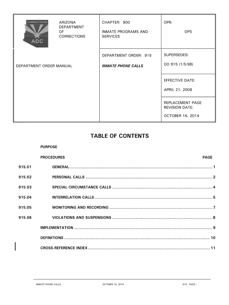 Fillable Online DEPARTMENT ORDER: 915 Fax Email Print - pdfFiller