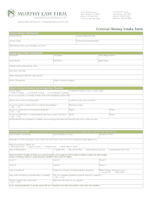 Fillable Online Criminal History Intake Form - Murphy Law Firm Fax ...