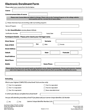 Fillable Online Electronic Enrolment Form Fax Email Print - pdfFiller