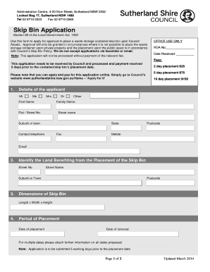 Fillable Online Skip Bin Application - Brown Bros Skip Bins Fax Email ...