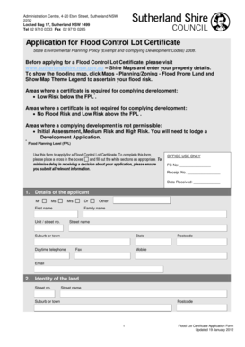 Fillable Online Application for Flood Control Lot Certificate ...