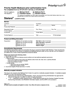 Fillable Online Stelara Prior Authorization Form - Priority Health Fax ...