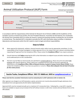Fillable Online Animal Utilization Protocol - Form - University of ...