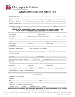 Fillable Online iuhealth Outpatient Physician Visit Referral Form - IU ...