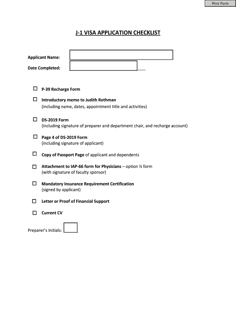 Fillable Online visa dgsom ucla J 1 VISA APPLICATION CHECKLIST Fax ...