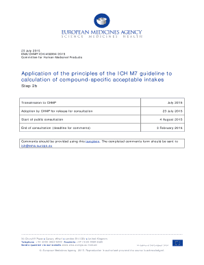 Fillable Online ema europa M7 Step 2b Addendum to M7 Application of the ...