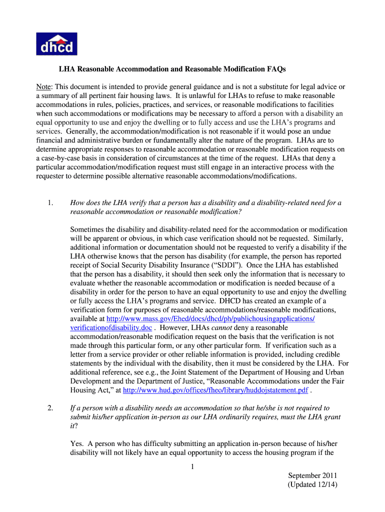 Fillable Online LHA Reasonable Accommodation and Reasonable Modification FAQs Fax Email Print ...