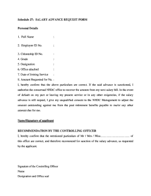 Fillable Online nhdcl Salary Advance Request Form - NHDCL Fax Email Print - pdfFiller