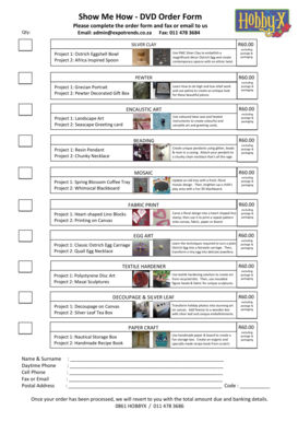 Fillable Online hobby-x co Show Me How - DVD Order Form - Hobby-X ...