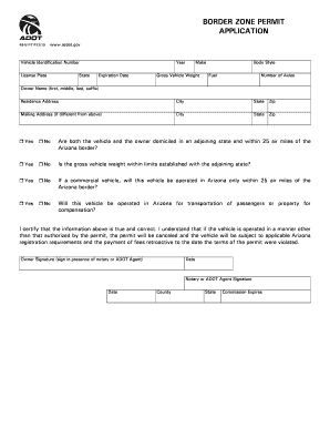 Fillable Online azdot Border Zone Permit Application Fax Email Print ...