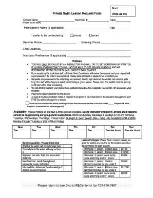 Fillable Online fairfaxcounty Submit a Private Swim Lesson Request Form ...