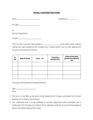 Fillable Online Annex VI Travel Confirmation form - IPCA Fax Email ...