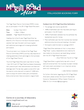 Fillable Online STALLhoLDeR Booking FoRM - Magill Road Fax Email Print ...